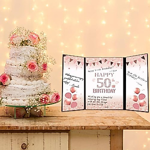 Naozinebi Rose Gold 50th Birthday Guest Book Alternative 50 Years Old Signature Guest Book Happy 50th Birthday Signature Certificate Great 50th Birthday Gifts 50th Birthday Party Supplies for Women
