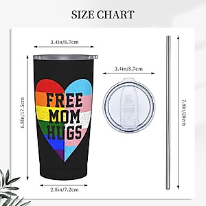 QIANGLAI LGBTQ-Pride-Awareness-Free-Ally-Hugs Stainless Steel Insulated Drinking Sport Cup Coffee Mug 20 Ounce with Lids and Straws