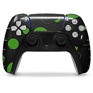 WraptorSkinz Skin Wrap compatible with Sony PS5 DualSense Controller Lots of Dots Green on Black (CONTROLLER NOT INCLUDED)