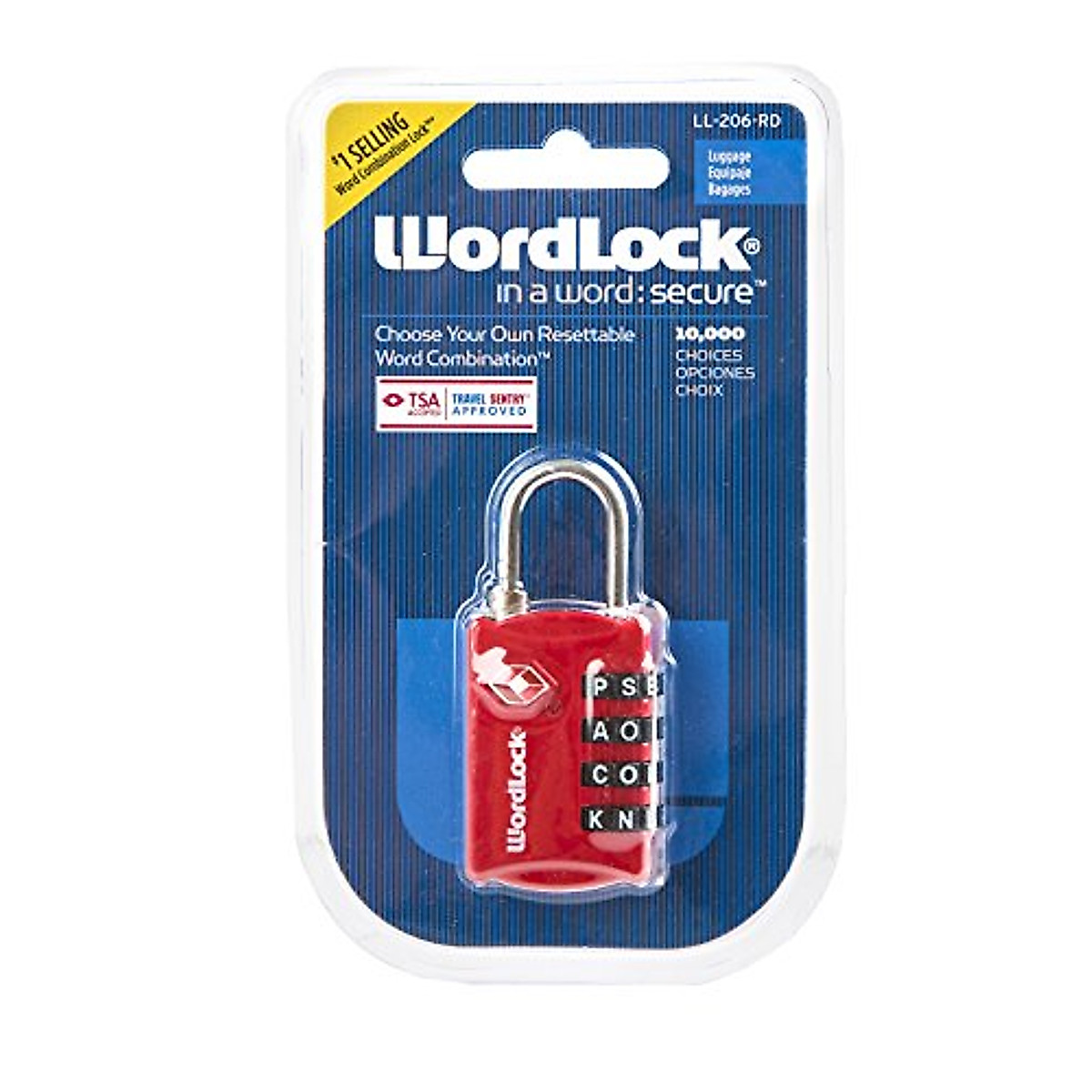 Wordlock LL-206-RD TSA Approved Combination Luggage Lock – 4 Dial, Red, Normal