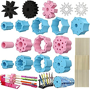 Epoxy Glitter Pen Turner Attachment, 6Pcs Epoxy Pen Adapter for Tumbler Turner 3/4" PVC Pipe with 24 Dowels, 24 Sleeves and 24 Plugs, Epoxy Cup Turner Pen Turner to Hold The Pens