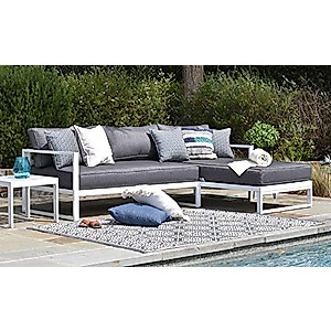 Elle Decor Paloma Outdoor Patio Furniture Collection in Weather-Resistant Metal Frame Patio, Sofa, White
