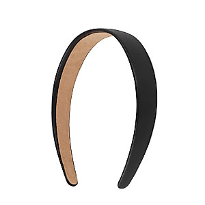 Motique Accessories 1 Inch Vegan Leather Headband for Women and Girls (Black)
