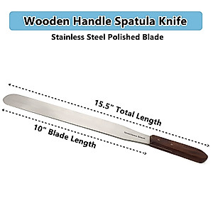 A2Z-WHS10 Stainless Steel Lab Spatula with Wooden Handle, 10" Blade, 1.5" Blade Width, 15.2" Total Length