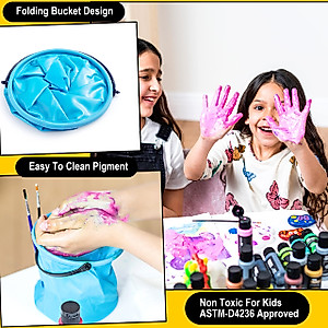 JOYIN Washable Tempera Paint Set for Kids 42PCS, Non Toxic Liquid Paint with 15 Brushes and 4 Palettes - Art Supply for Kids for Arts and Crafts Project, Finger Painting (2 oz Each)