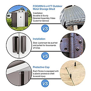 FOOWIN Metal Storage Shed, Storage with Sliding Doors and Vents,Metal Garden Shed Steel Anti-Corrosion Storage House Metal Sheds for Backyard Garden Patio Lawn (Grey & White 6 'x 4'), (lympj-22)