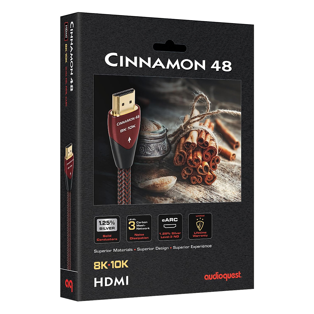 AudioQuest 1.5m Cinnamon 48 2.1 HDMI Cable - 8K/10K Ultra HD, Gaming, High-Speed, 48Gbps, HDR, eARC