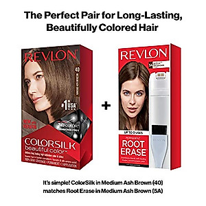 Revlon Permanent Hair Color, Permanent Hair Dye, Colorsilk with 100% Gray Coverage, Ammonia-Free, Keratin and Amino Acids, 40 Medium Ash Brown, 4.4 Oz (Pack of 1)