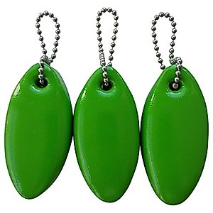 JQuad 3 Pack LIME GREEN Floating Keychain key floats Vinyl Covered Foam -Made in the USA- (Lime Green)