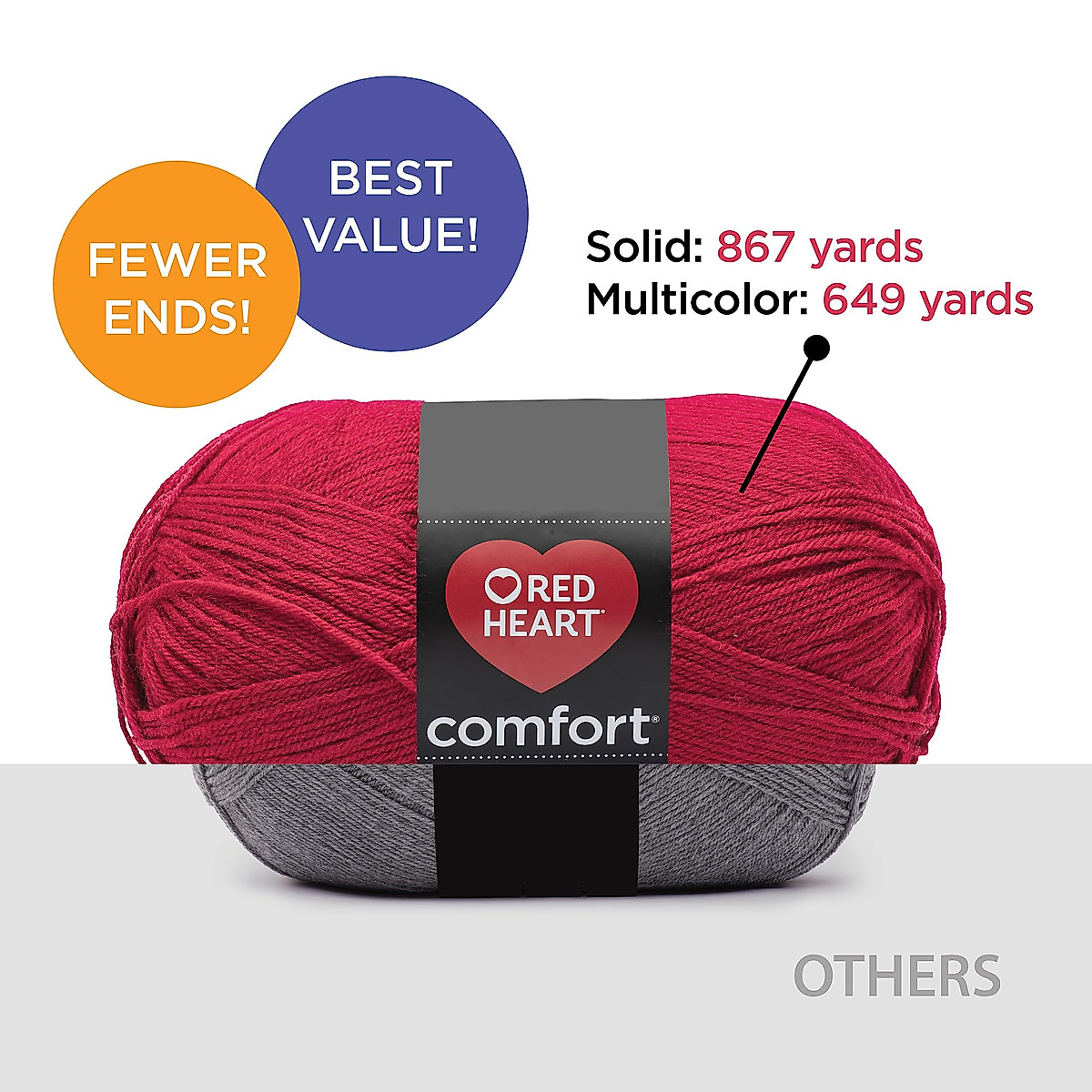 Red Heart Comfort Bright Pink/Orange/Purple Yarn - 1 Pack of 16oz/454g - Acrylic - 4 Medium (Worsted) - 867 Yards - Knitting/Crochet