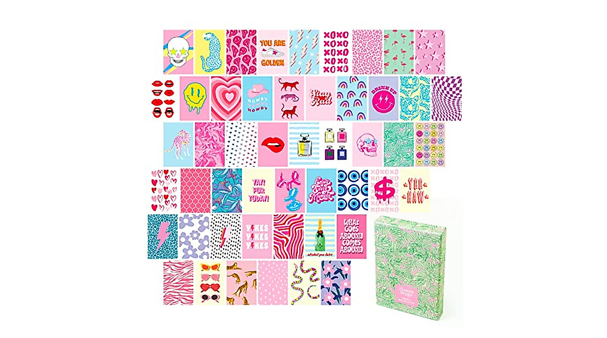 Preppy Room Decor Collage Kit - 50 Trendy Wall Art Prints