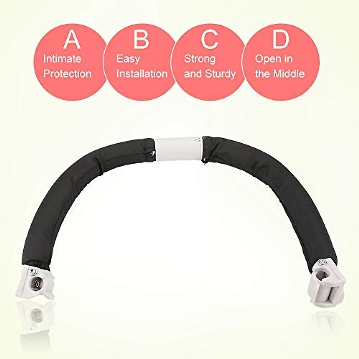 Adjustable Baby Stroller Handle Handlebar Trolley Bumper Grip Handle Bar Armrest Bumper Bar Baby Stroller Accessories Hand Tools(Black)