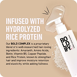 Boldify Thickening Shampoo - Rice Water Shampoo for Thinning and Oily Hair - Volumizing Shampoo for Fine Hair, Weightlessly Removes Excess Oil - 8oz