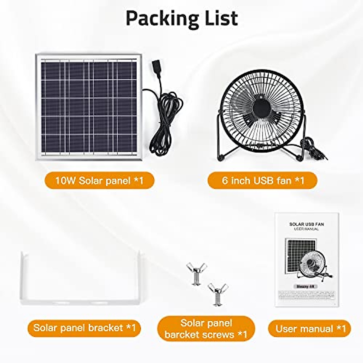 Blessny 6 inch Solar Powered Fan, 10W Solar Panel Exhaust Fan High Air-Flow 2000RPM 36dB Super Quiet for Cooling Dog House, Pet House, Grenhouse Plant Air Circulation