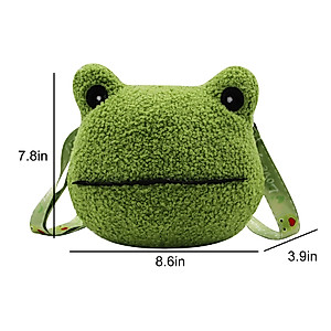 RARITYUS Cute Frog Crossbody Shoulder Bag Coin Purse Plush Mini Cartoon Satchel Handbags for Kids Girls Boys Women