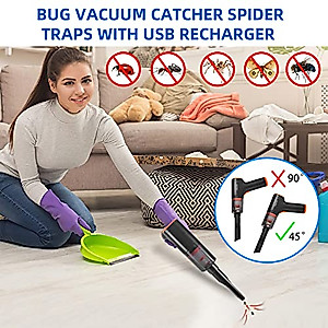 Bug Vacuum Catcher Insect and Spider Catcher Trap, Bug Vacuum for Adults and Kids, Bug Sucker Vacuum with USB Charging & Rechargeable Battery for Moth Cockroach Spider Ant Bedbug and Small Insects