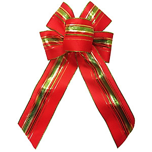 6" Festive Deco Red Christmas Wreath Bows by Alpine Holiday Bows - Bold Colorful Christmas Bows for Decorating & Crafts