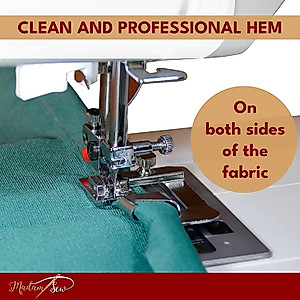 Madam Sew Rolled Hem Presser Foot Set – 3 Piece Wide Hemmer Foot Kit Includes 1/2”, 3/4" and 1” Presser Feet – Compatible with Singer, Brother, Babylock, Euro-Pro, Janome and More