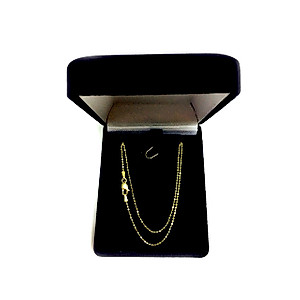 Jewelry Affairs 14k Yellow Real Gold Diamond Cut Bead Chain Necklace, 1.2mm, 18"