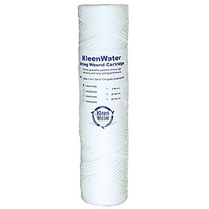 KleenWater KW2510SW Replacement String Wound Water Filters Cartridges, Dirt Rust Sediment Filtration, Made in USA, Set of 6