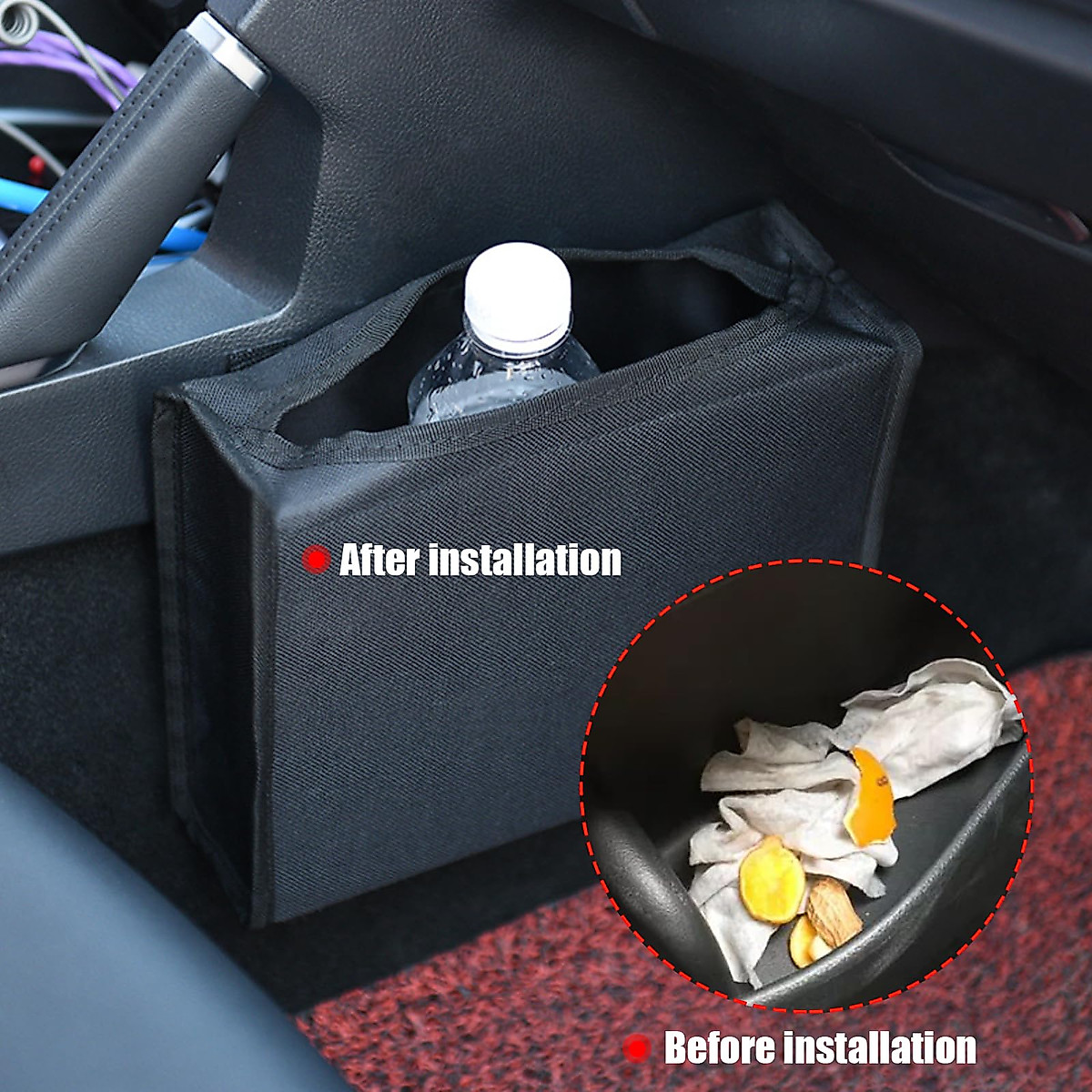 Fogfar 1 PC Car Garbage Bag, Truck-Mounted Waste Bin, Waterproof Car Trash Bin, Automotive Interior Accessory, Multi-Purpose Portable Rubbish Organizer (Black)