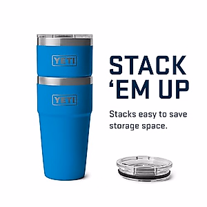 YETI Rambler 20 oz Stackable Tumbler, Stainless Steel, Vacuum Insulated with MagSlider Lid, Big Wave Blue