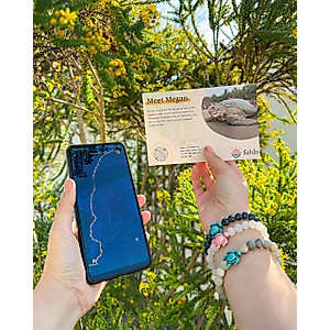 Fahlo Sea Turtle Tracking Bracelet, Elastic, Supports The Sea Turtle Conservancy, one Size fits Most for Men and Women (Crystal Blue)