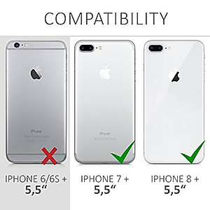 kwmobile Case Compatible with Apple iPhone 7 Plus/iPhone 8 Plus - Crossbody Case Clear Transparent TPU Phone Cover with Metal Chain Strap - Transparent/Silver