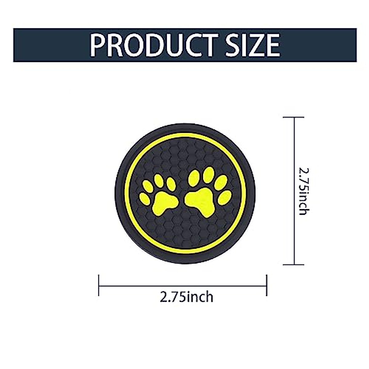 Fogfar Pack-2 Dog Paw Car Coaster, Silicone Anti Slip Coaster, Car Cup Holder Coaster, Car Interior Accessories, for Most Cars, Trucks, RVs (Yellow)