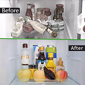 TURCGUO Lazy Susan for Fridge, Square Lazy Susan Turntable Organizer Storage Clear Rectangular Rotating Tray for Refrigerator, Cabinet, Pantry, Countertop | 15.7'' X 11.8''