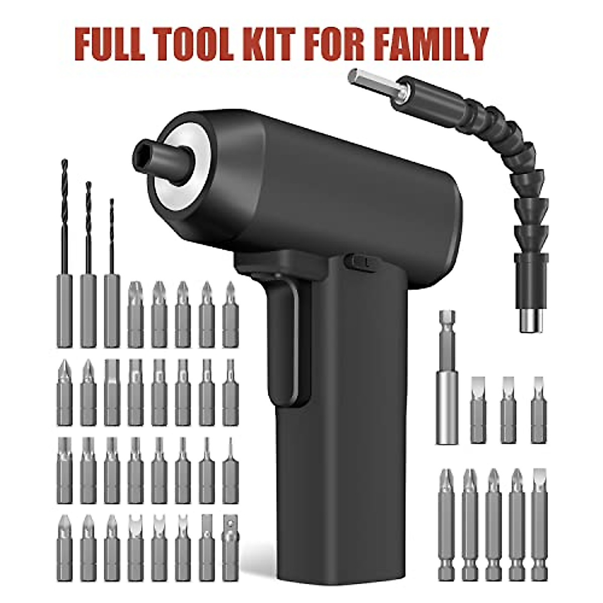 Electric Screwdriver Cordless, 3.6V Cordless Electric Screwdriver with 42pcs Screwdriver Bits, USB-C Charging & LED Light, 1500mAH Li-ion and Storage Bag, Power Screwdriver for Home and Professional