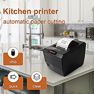 Rongta POS Printer, 80mm USB Thermal Receipt Printer, Restaurant Kitchen Printer with Auto Cutter Support Cash Drawer, USB Serial Ethernet Interface, Support Windows/Mac/Linux (RP327)