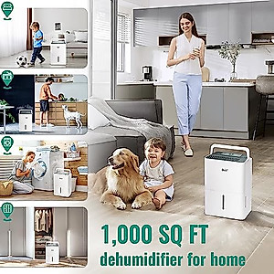 DuraComfort Dehumidifier For Home With hose,1000 Sq Ft Dehumidifiers for Bedroom Bathroom Basement Closet Kitchen RV Humidity Removal Air Dehumidifier,white