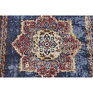 Unique Loom Utopia Collection Traditional Classic Vintage Inspired Area Rug with Warm Hues, 2 ft 7 in x 10 ft, Navy Blue/Burgundy