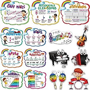 15 Pieces Music Classroom Posters Musical Elements Bulletin Board Posters Set Music Education Wall Decor Posters for High School Primary School Middle School Homeschool Class Teaching Supplies