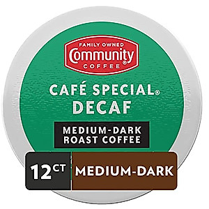 Community Coffee Café Special Decaf 12 Count Coffee Pods, Medium Dark Roast, Compatible with Keurig 2.0 K-Cup Brewers (Pack of 3)