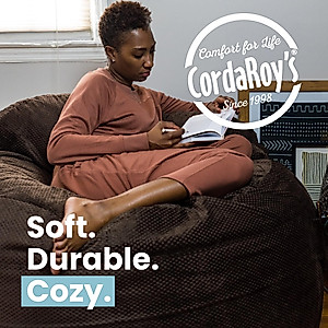 CordaRoy's Chenille Nest Gaming Bean Bag Chair with Controller Pockets and Handle, Convertible Foam-Filled Chair/Queen-Size Lounger, Charcoal