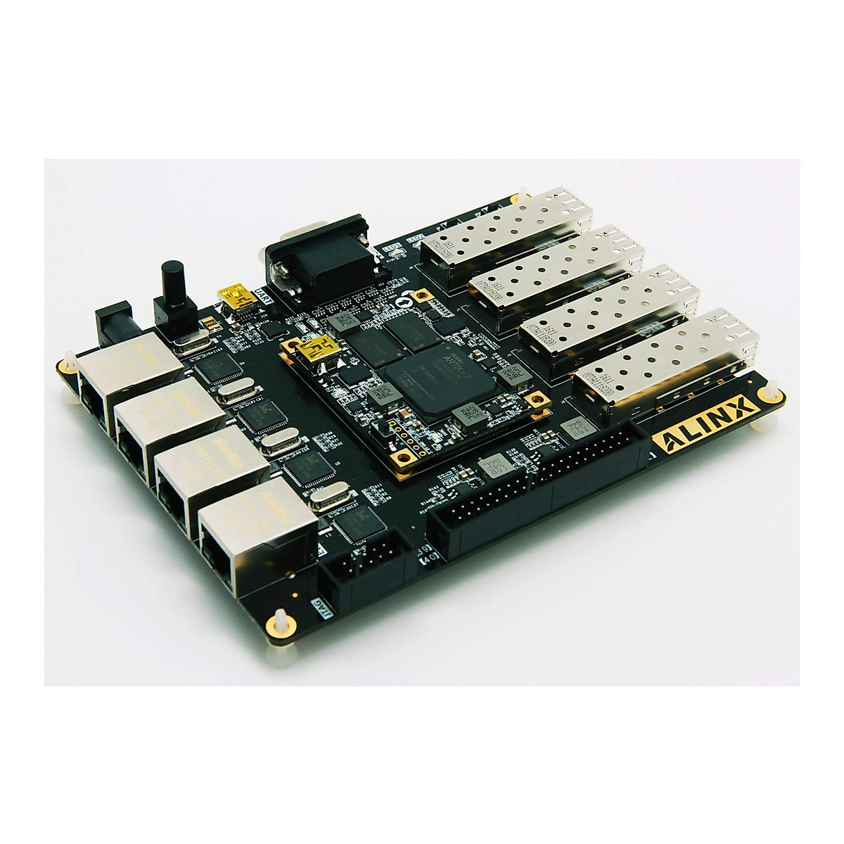 ALINX Brand XILINX A7 FPGA Development Board Artix-7 XC7A100T 4 Ethernet 4 SFP RS232 VGA fpga Evaluation kit (FPGA Board + Platform Cable USB + Camera Module + LCD Module)
