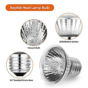 LETGOALL 2-Pack 50W Reptile Heat Lamp Bulbs, UVA + UVB Full Spectrum Sun Lamp Bulbs for Aquarium Turtle Lizard Snake Chameleons Amphibians