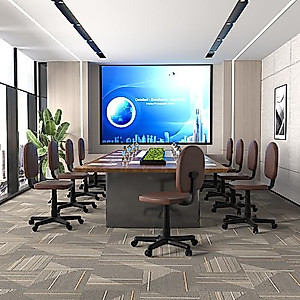 VECELO Small Computer Task Chairs NO-Armrests PU Leather Low-Backrest,with 360°Quiet Swivels Adjustable Height for Home Office Study Rooms,Coffee,Set of 2