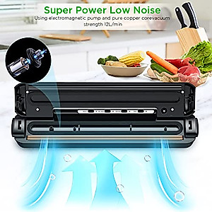 Vacuum Sealer Food Vacuum Sealer Machine with Built-in Cutter，One-Touch Automatic Food Sealer with External Vacuum System for Storage Both Dry and Moist Foods, Vacuum Bags Included