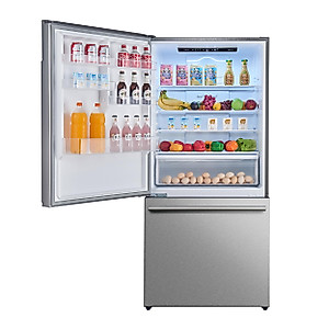 Forno 31" Milano Espresso Refrigerator with Bottom Freezer - 17.2 cu. ft Counter Depth Refrigerator with Touch Control & LED - Stainless Steel Fridge with Adjustable Door Bins and Crisper Drawer