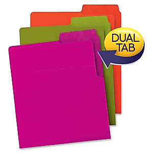 Smead Organized Up Heavyweight Vertical File Folders, Dual Tabs, Letter Size, Bright Tones, 6 per Pack (75406)