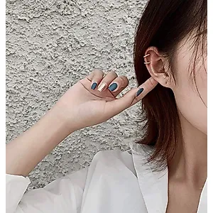 SLUYNZ Sterling Silver CZ Ear Cuff Clip On Earrings for Women Teens No Piercing Cartilage Earrings (A-Silver)