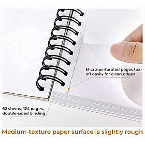 Ohuhu Watercolor Brush Markers Pen Set of 24, Water Based Drawing Marker Brushes W/A Water Coloring Brush+Mix Media Pad, 10"×7.6" Mixed Media Art Sketchbook