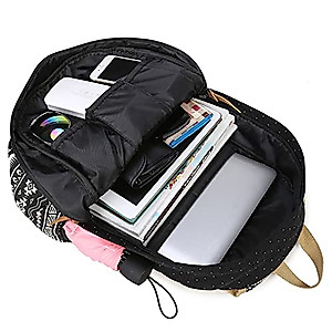 Joyfulife School Backpack for Girls Backpack with Lunch Box Lightweight Canvas Backpack Bookbags Set