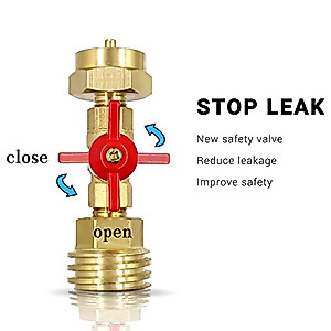 LONGADS 1lb Propane Tank Adapter with Valve, 20lb to 1lb Propane Adapter for 1lb/16.4oz Disposable Throwaway Cylinder, Hook Up Small Propane Tanks When 20lb Ran Out, Solid Brass