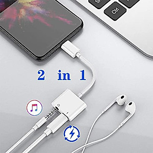 [Apple MFi Certified] Lightning to 3.5mm Headphone Adapter for iPhone, 2 in 1 Headphone Audio Splitter, Adapter AUX Connector Charger Cable Replacement for iPhone 14/13/12/SE/XR/XS/X/8/7/Plus