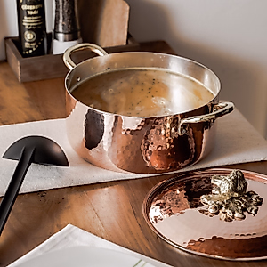 Hakart Handmade Copper Pot 7.87 inch (20 cm), 95 oz (2.8 L) Pure Copper Tin Lined Cooking Pot, Copper Vintage Cooking pot, Modern Copper Cookware, Handcrafted Copper Pot