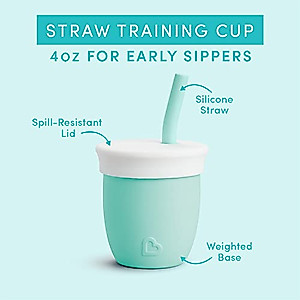Munchkin® C’est Silicone! Open Training Cup with Straw for Babies and Toddlers 6 Months+, 4 Ounce, Mint